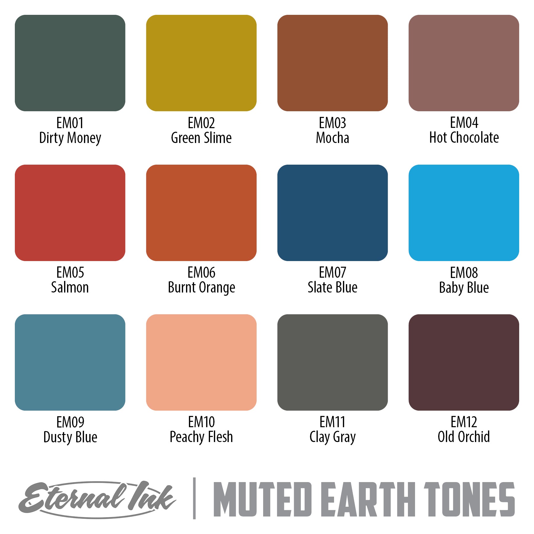 Muted Earth Tones Set - Eternal Tattoo Supply